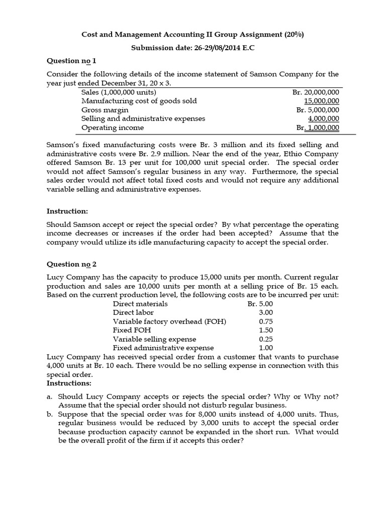 Cost LL Assignment | PDF | Cost Of Goods Sold | Business Economics