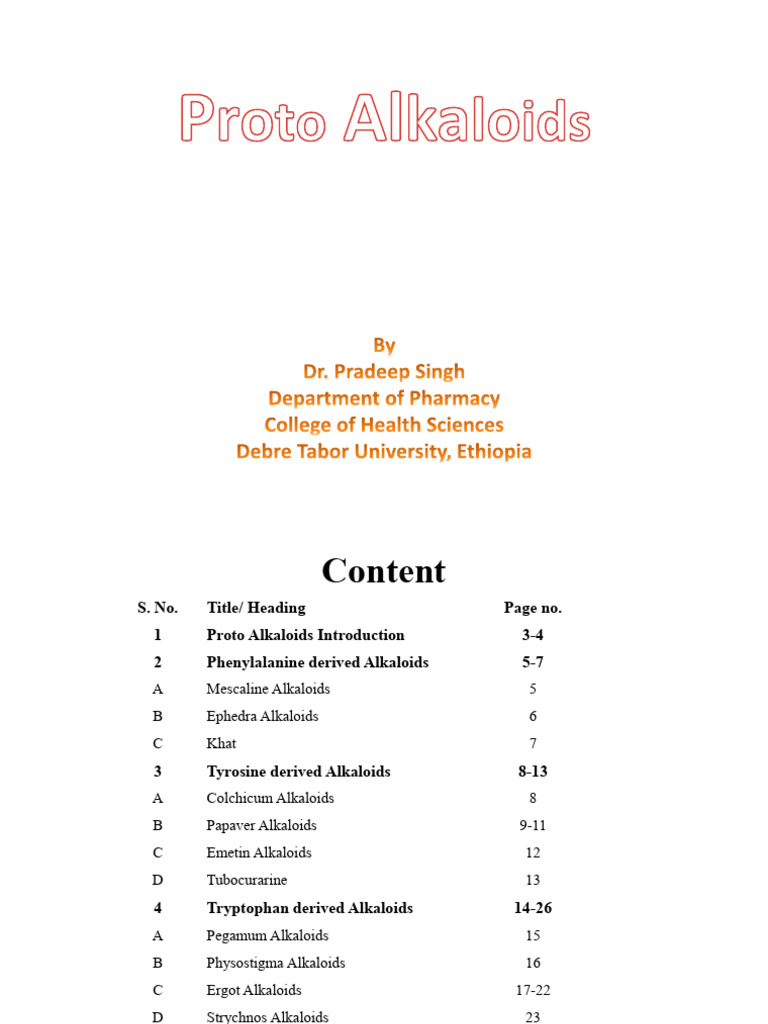 Unit 8 Proto Alkaloids | PDF | Morphine | Alkaloid