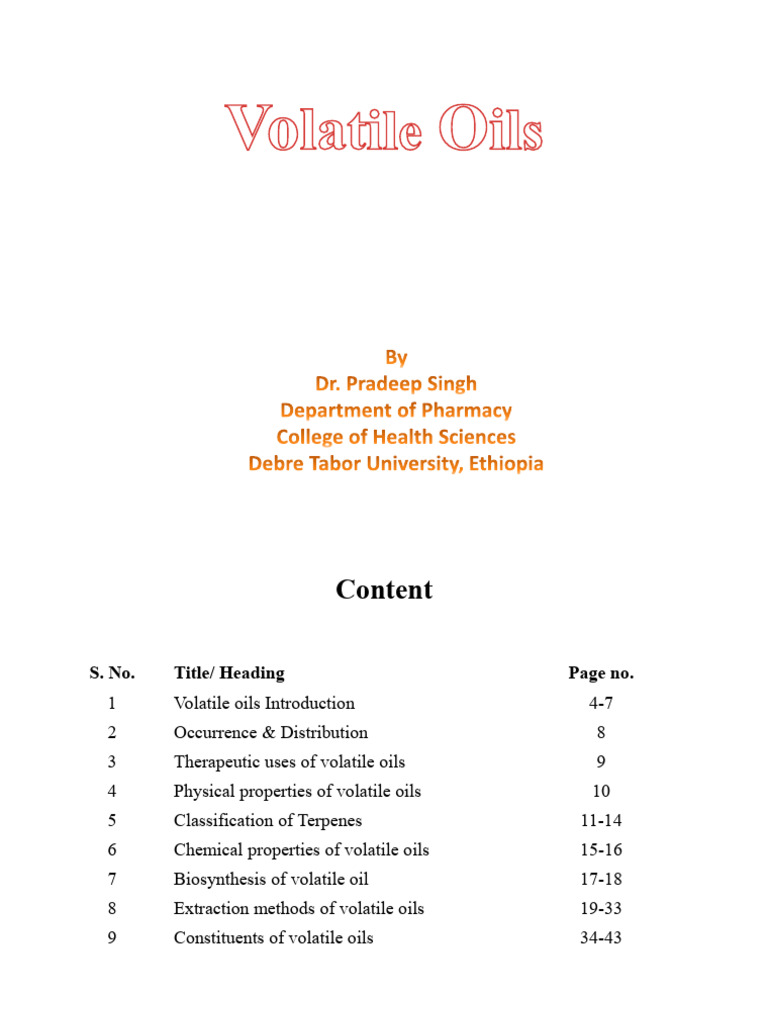 Volatile Oil PDF | PDF | Essential Oil