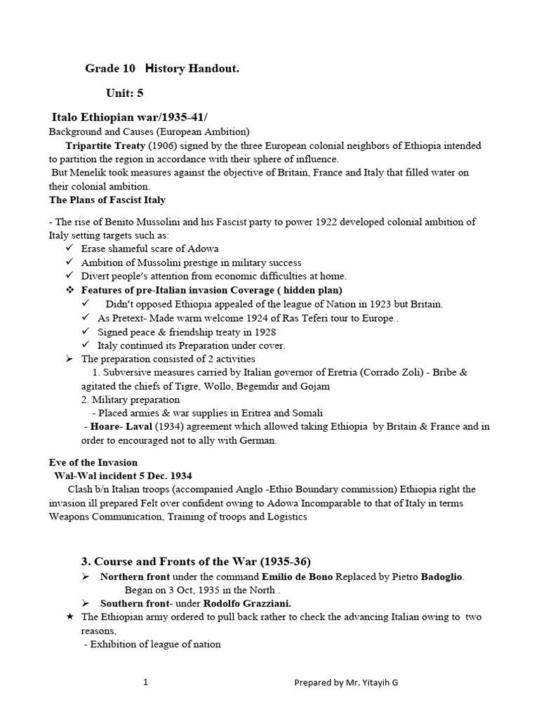 Italo-Ethiopian War: Causes and Outcomes | PDF | Warsaw Pact | Kuomintang