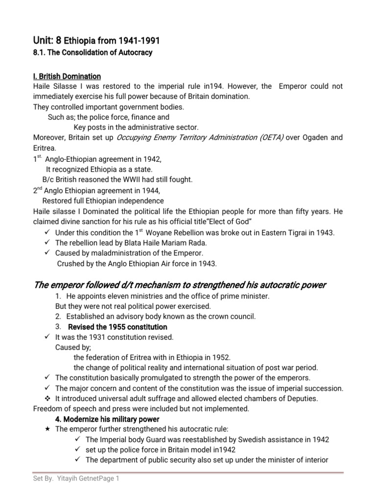 History Note Unit 8 G10 | PDF