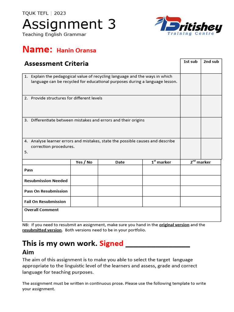 TEFL Grammar Teaching Assignment | PDF | Verb | Grammatical Number