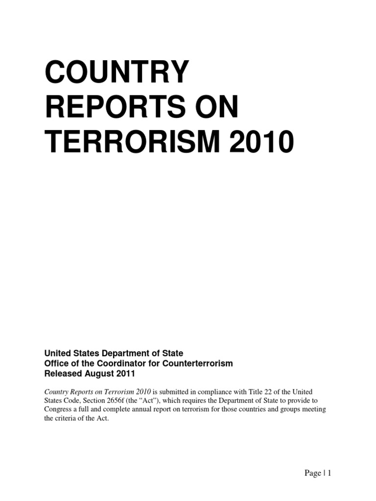 Country Reports On Terrorism 2010 | Download Free PDF | Money ...