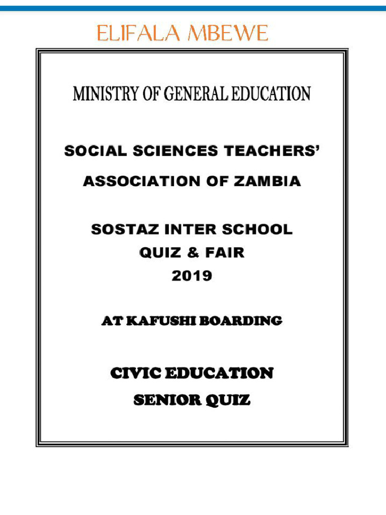 Civic Education Done by P Chalwe | PDF