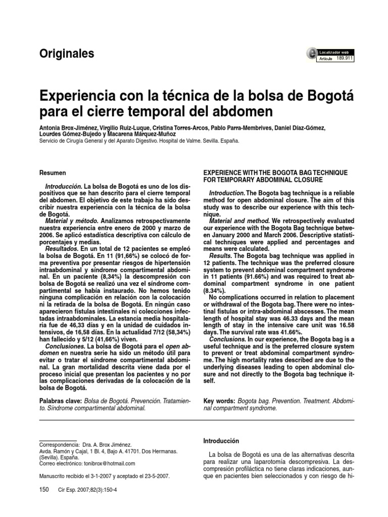 Experiencia Con La Técnica de La Bolsa de Bogotá para El Cierre ...