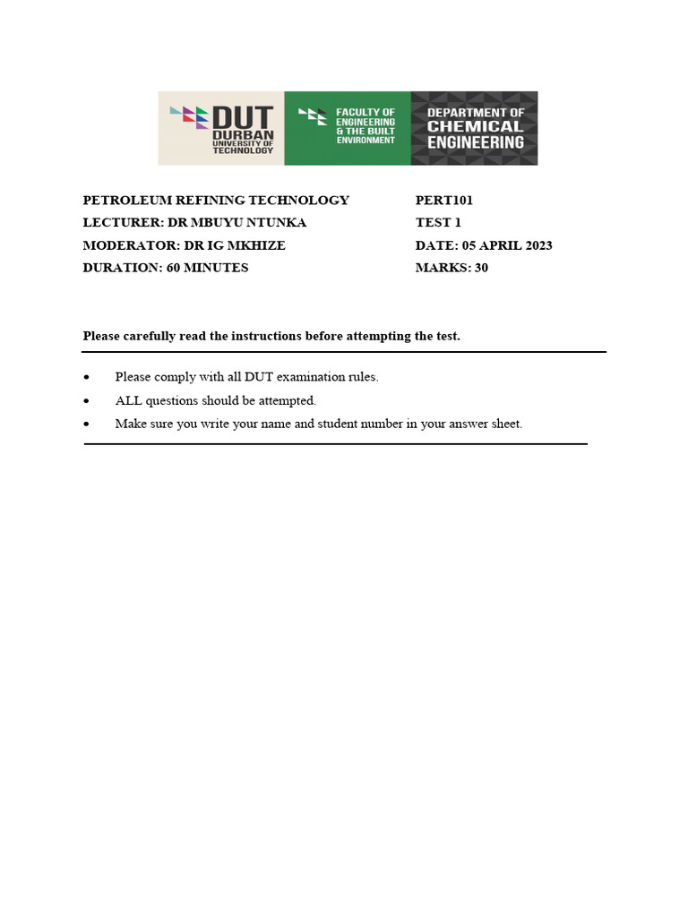 Petroleum Refining Test Overview | PDF | Petroleum | Oil Refinery