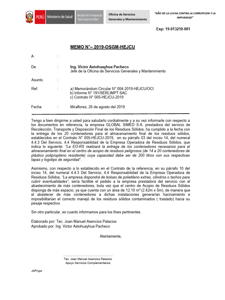 Entrega de Contenedores de Residuos Sólidos | PDF