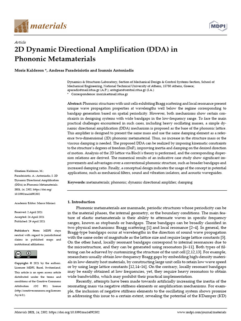 2D Dynamic Directional Amplification DDA in Phonon | PDF | Metamaterial ...
