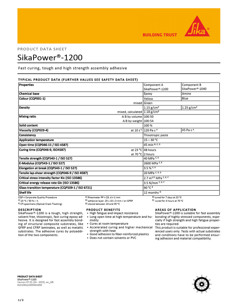 Sikapower 1200 | PDF | Viscosity | Epoxy
