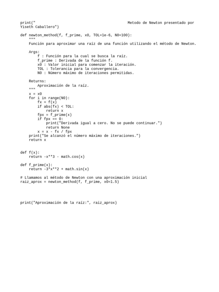 Método de Newton en Python | PDF