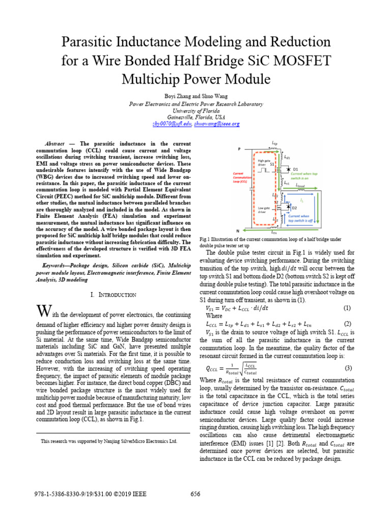 Parasitic Inductance Modeling and Reduction For A Wire Bonded Half Bridge SiC MOSFET Multichip ...