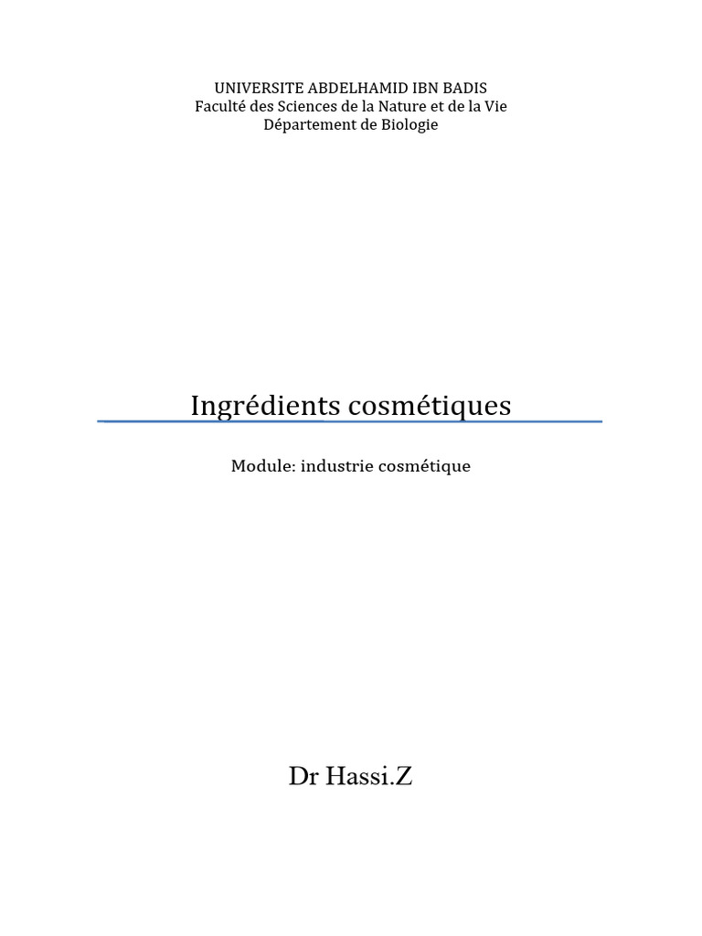 Ingrédients et Formulation Cosmétique | PDF | Cosmétique | Shampooing