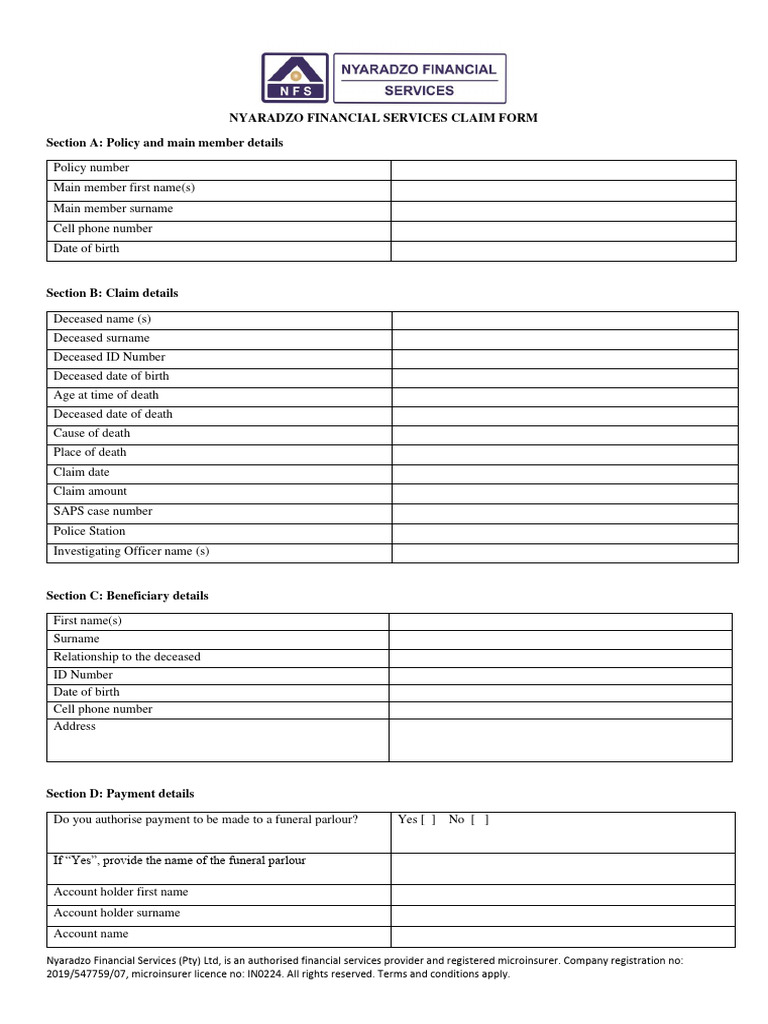 Nyaradzo Funeral Claim Form Guide | PDF | Identity Document