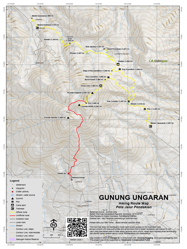 Gunung Ungaran Hiking Route Map | PDF