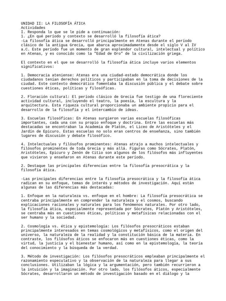 Filosofía Ática: Contexto y Diferencias | PDF | Sócrates | Platón