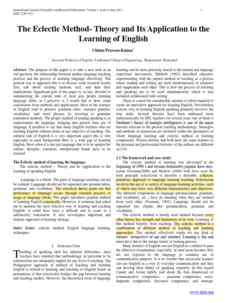 The Eclectic Method | Download Free PDF | Learning | English Language