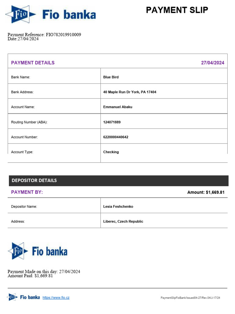 Czech Paymentslip | PDF