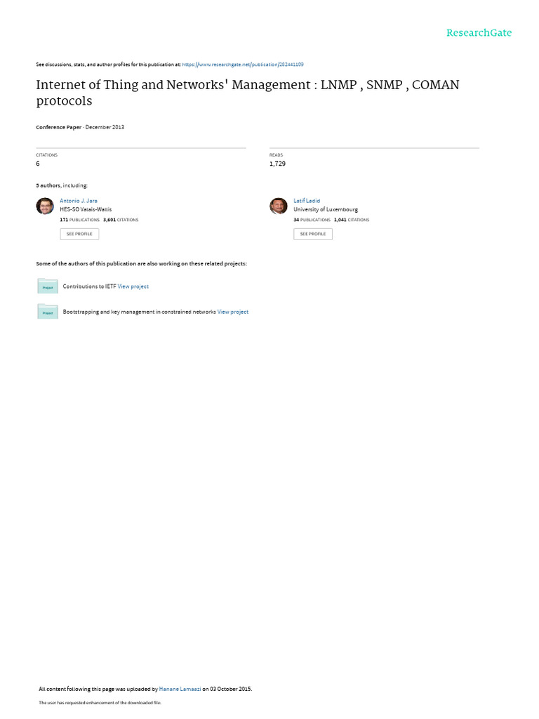 Internet of Thing and Networks-Management - LNMP-SNMP-COMAN | PDF | Computer Network | Internet ...