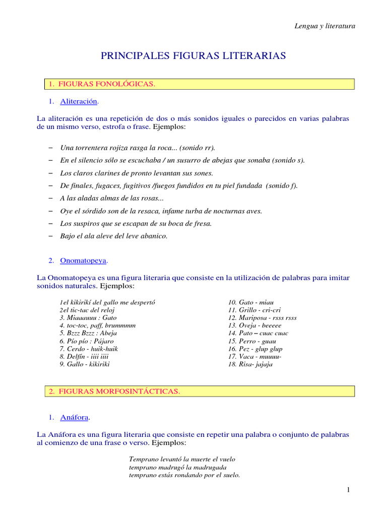 FIGURAS LITERARIAS - Ejemplos | PDF | Metáfora