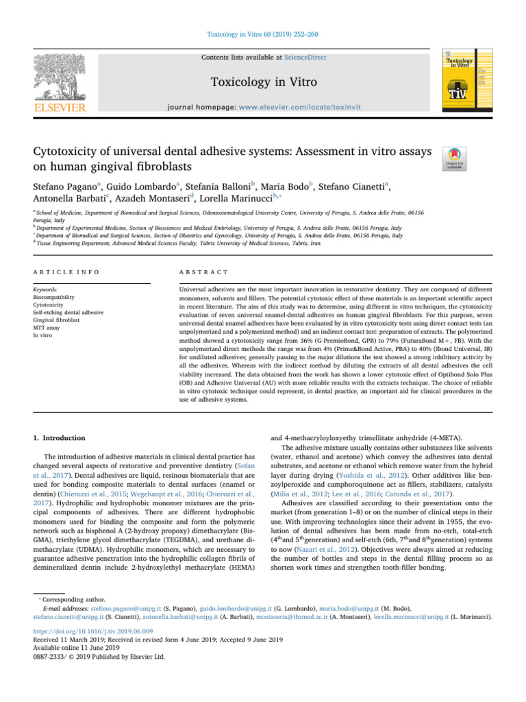 Cytotoxicity of Universal Dental Adhesiv | PDF