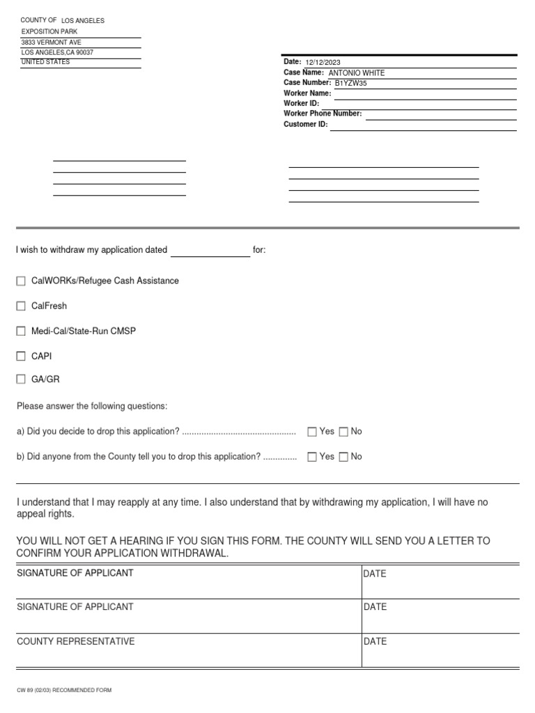 Application Withdrawal Request (CW 89)EN | PDF