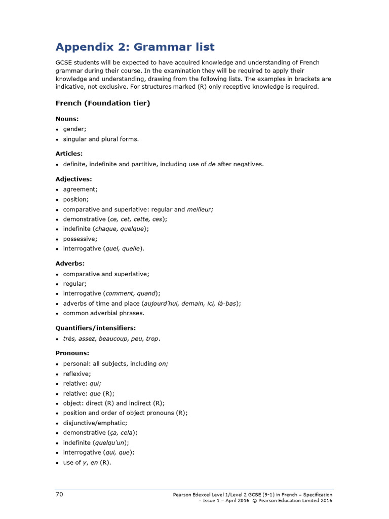 GCSE French Grammar Guide | PDF | Grammatical Tense | Syntactic ...