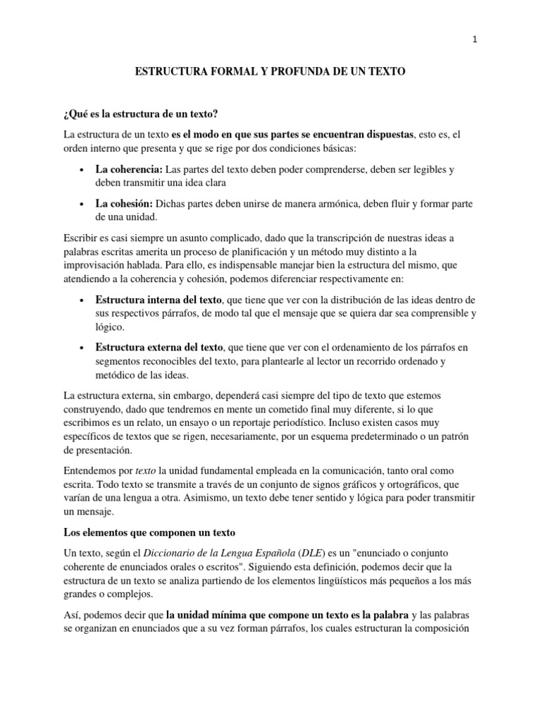 Estructura Formal y Profunda de Un Texto | PDF | Narración | Oración ...