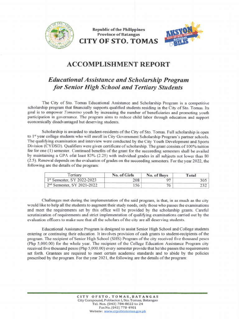 Accomplishment Report-Educ Assistance PDF | PDF