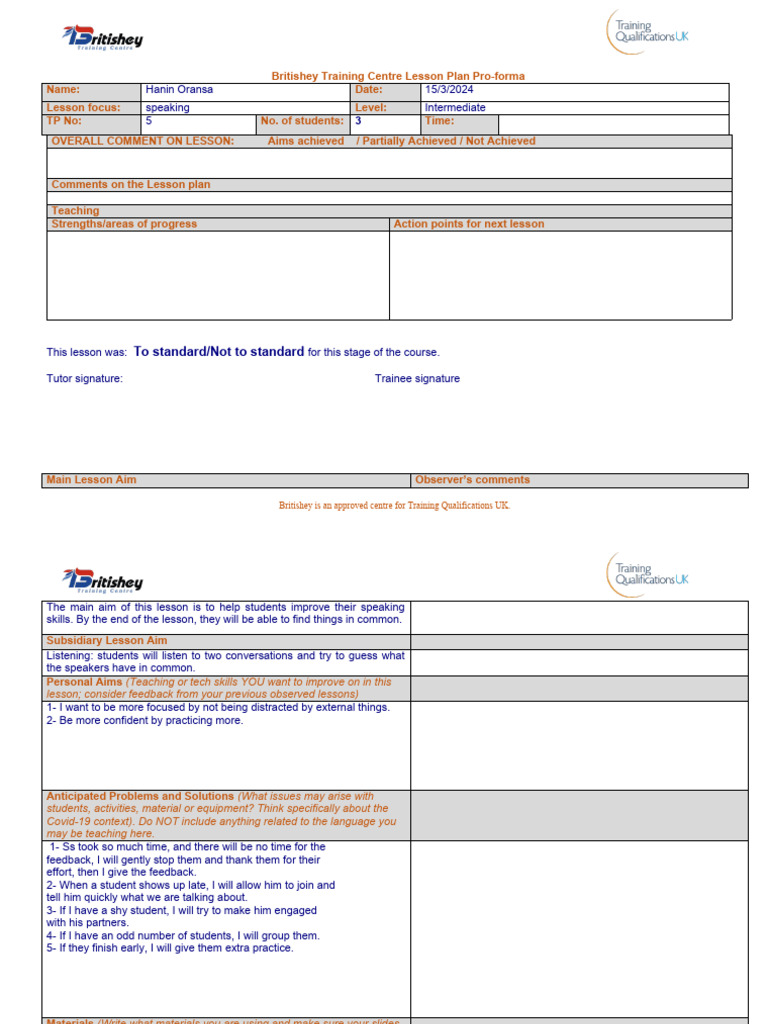Lesson Plan (5) Hanin | PDF | Phonology | Word