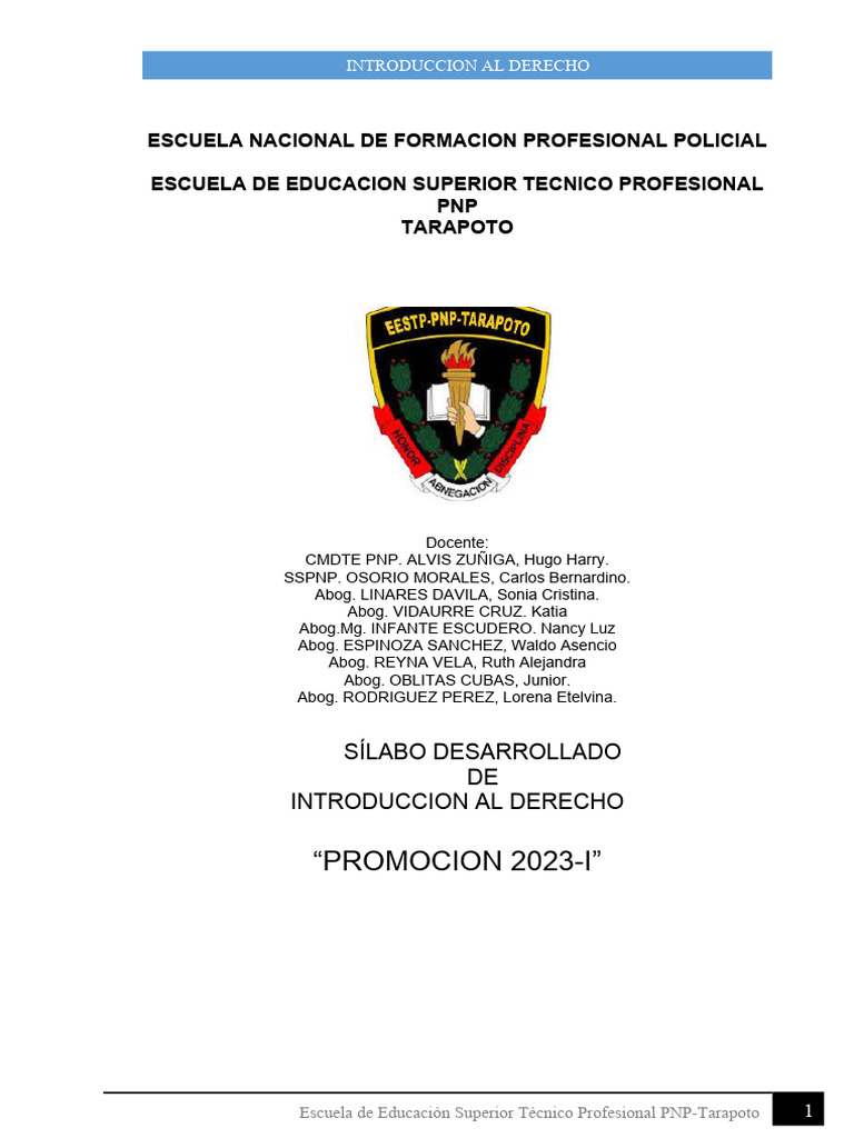 Silabo Introduccion Al Derecho - Eestp PNP 2023 | PDF | Fuentes del ... Silabo Introduccion Al Derecho - Eestp PNP 2023 | PDF | Fuentes del ...