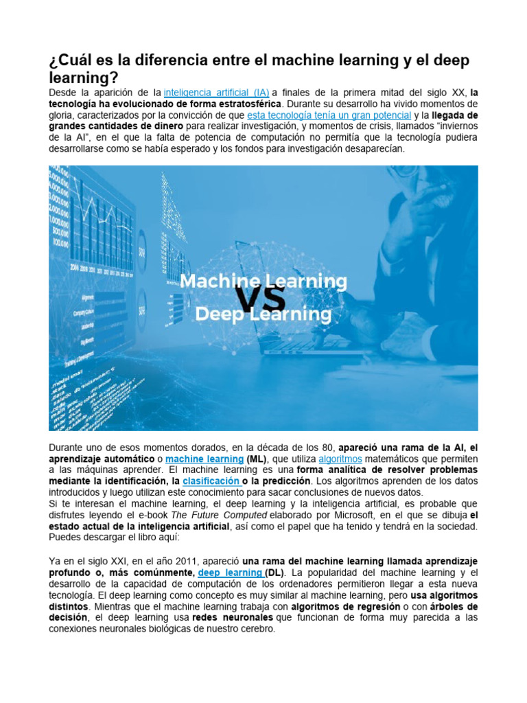 Cuál es la diferencia entre el machine learning y el deep learning ...