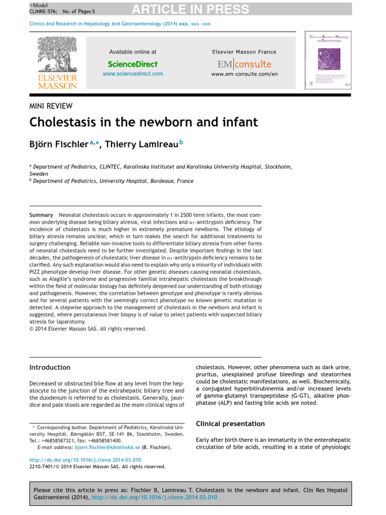 2014.cholestasis in The Newborn and Infant | PDF | Liver | Medicine