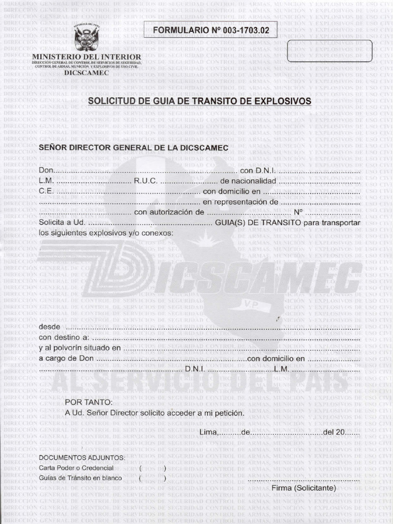 Formulario de Guia de Transito | PDF