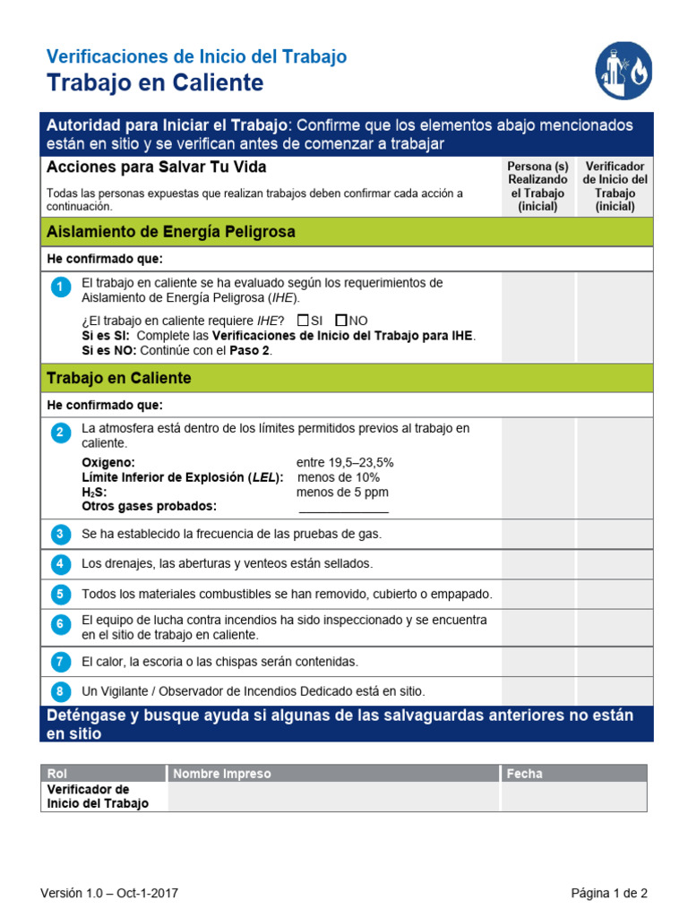 Start-Work Checks - Hot Work | PDF