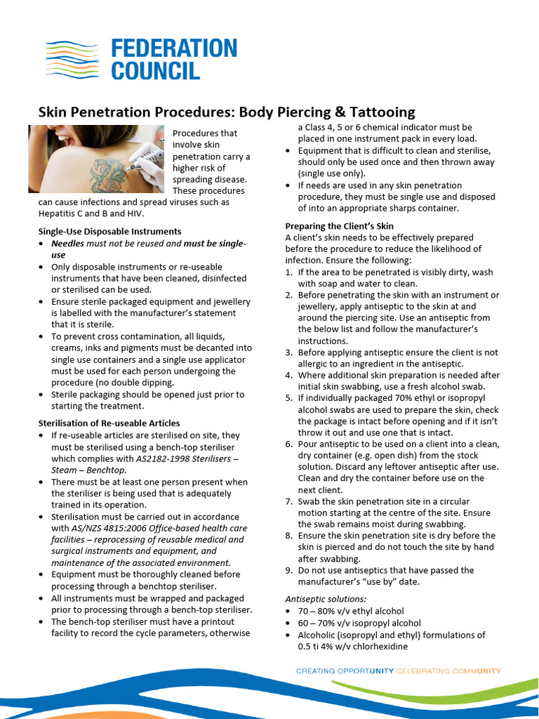 Body Piercing and Tattooing | PDF | Sterilization (Microbiology) | Tattoo