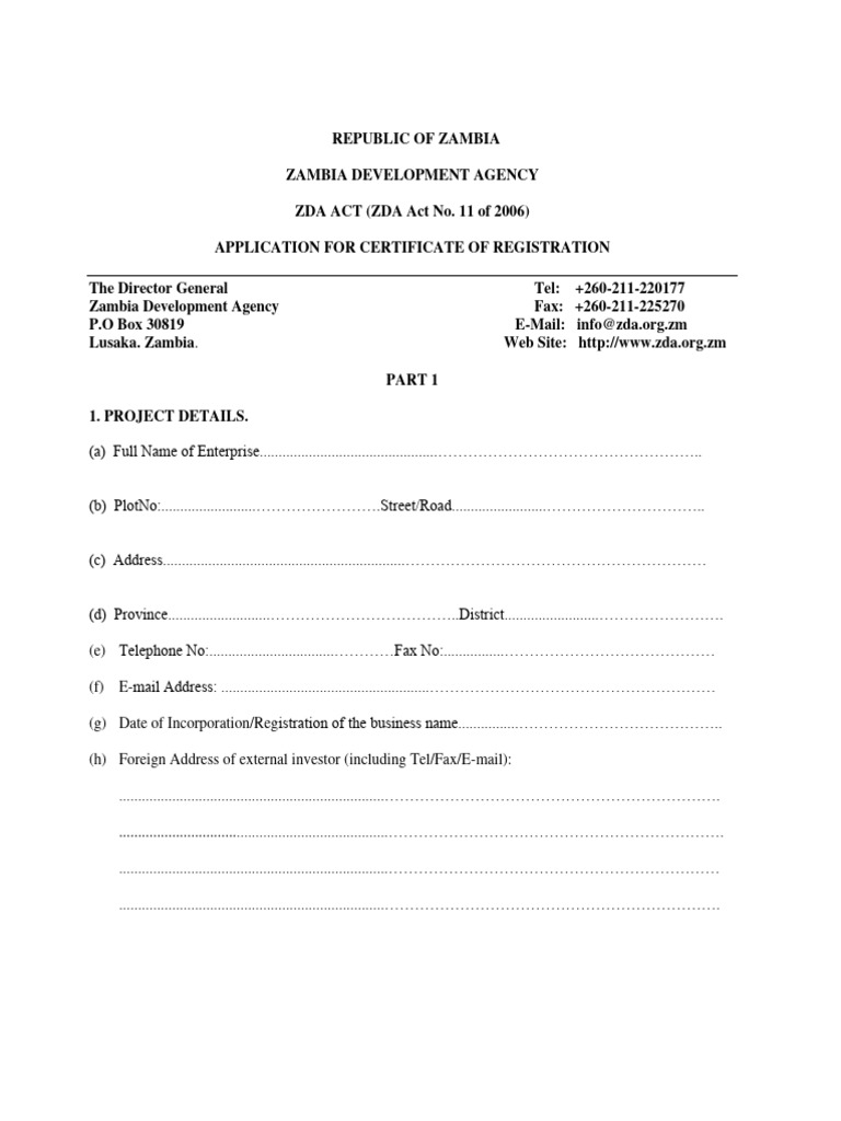 Application Form for Certificate of Registration | PDF | Joint Venture | Business