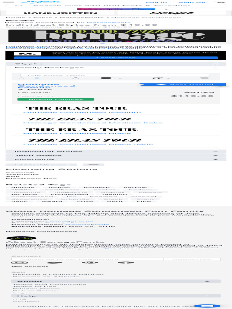 Homage Condensed Font Webfont & Desktop MyFonts 2 | PDF | Typefaces ...