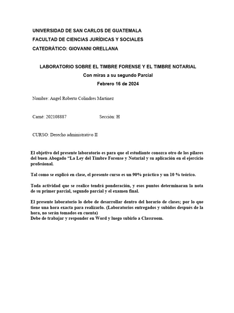 Laboratorio de Timbre Forense y Timbre Notarial | PDF | Justicia ...