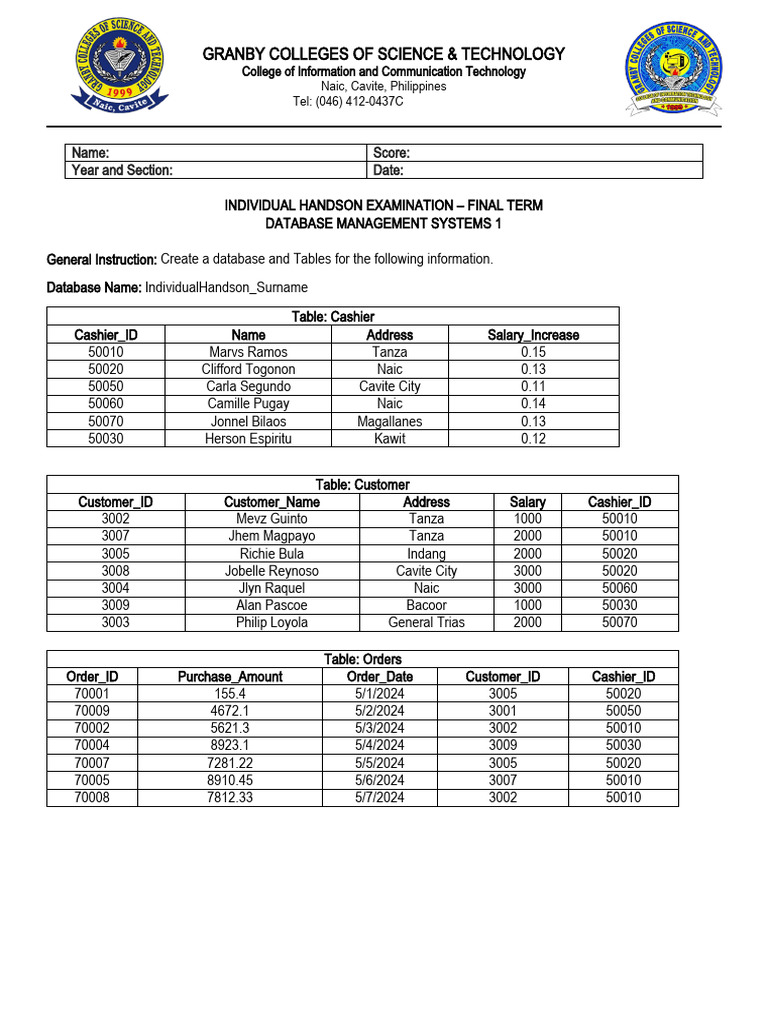 Individual Handson DBMS1 | PDF