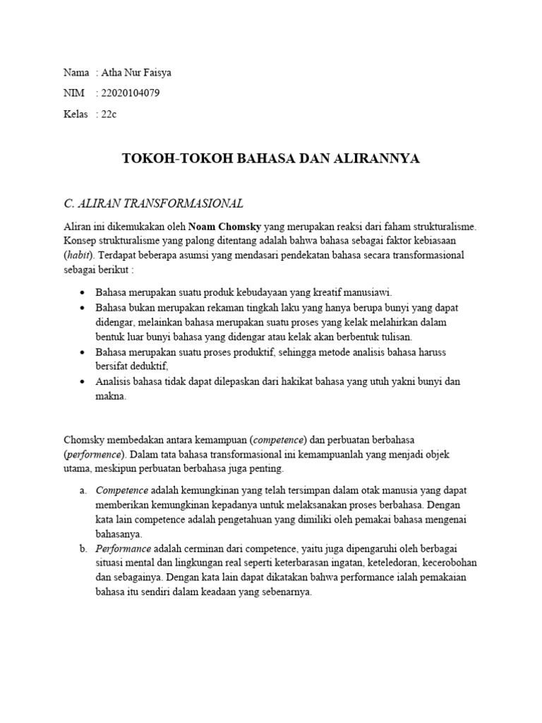 22C - Atha Nur Faisya - 079 - Rangkuman Linguistik | PDF