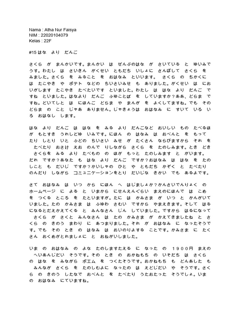 Hanashikata Atha Nur F 079 22F | PDF