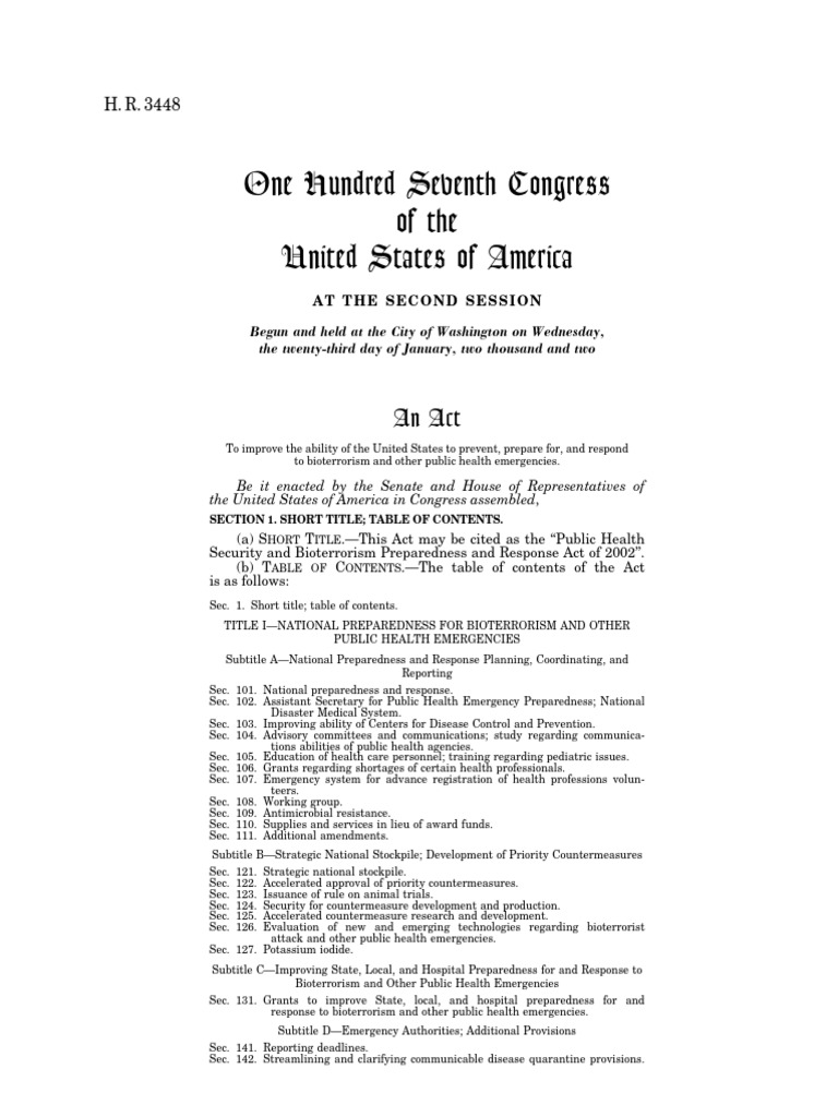 Ley Bioterrorismo 1 Pdf Emergency Management Bioterrorism