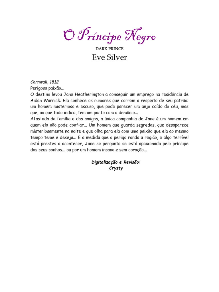 Eve Silver - o Principe Negro | PDF | Dinheiro | Pensamento