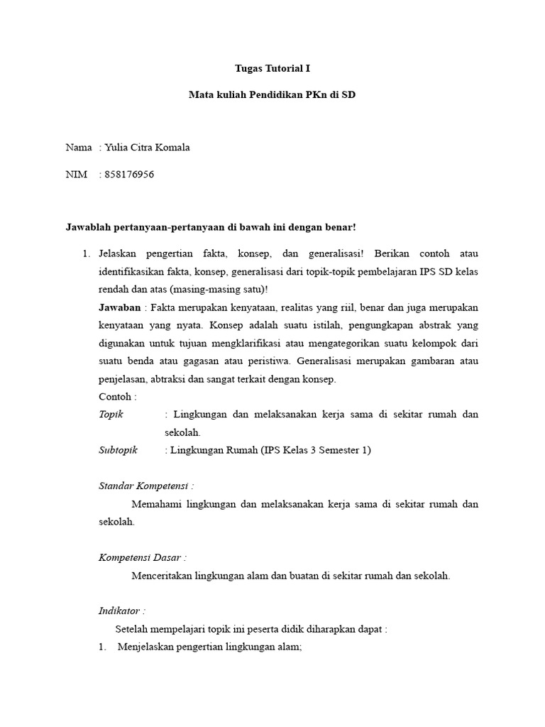 Tugas Tutorial 1 Pendidikan IPS SD | PDF | Karier & Perkembangan | Sains & Matematika