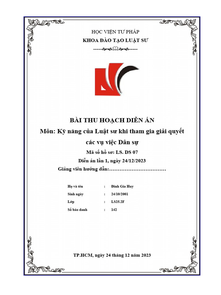 Mau Bai Thu Hoach Dien An | PDF