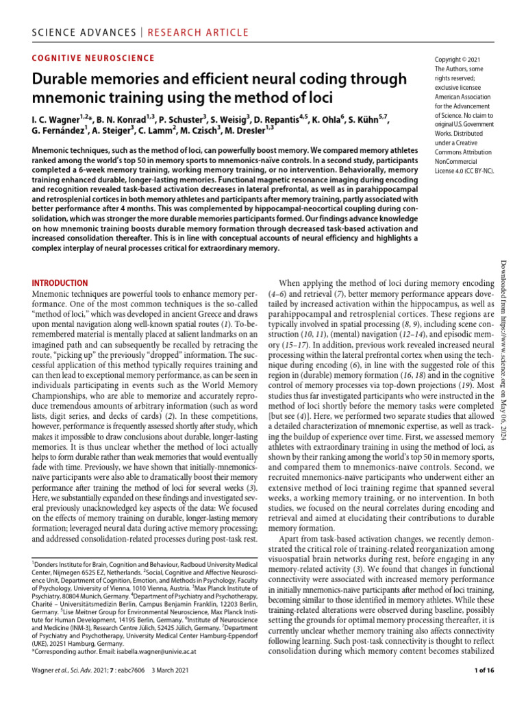 Sciadv Abc7606 | Download Free PDF | Memory | Recall (Memory)