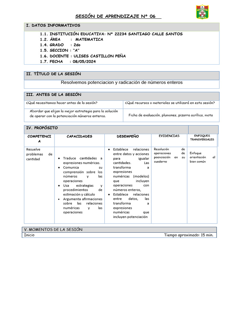 Sesion 4 | PDF | Exponenciación | Enseñando