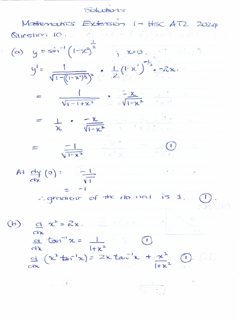 HSC Mathematics X1 AT 2 T1 2024 Solutions | PDF