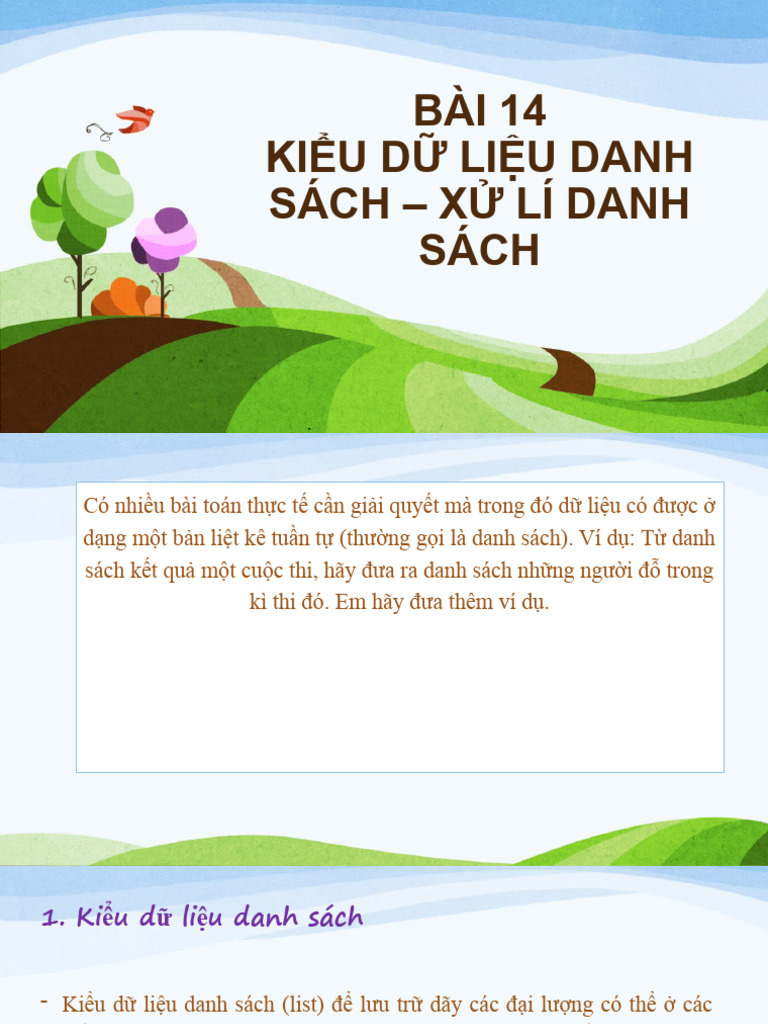 23. BÀI F14.Kiểu danh sách | PDF