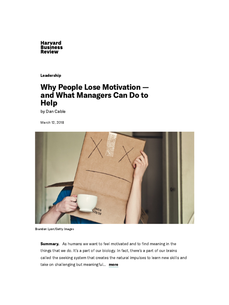 Why People Lose Motivation - and What Managers Can Do To Help | PDF ...